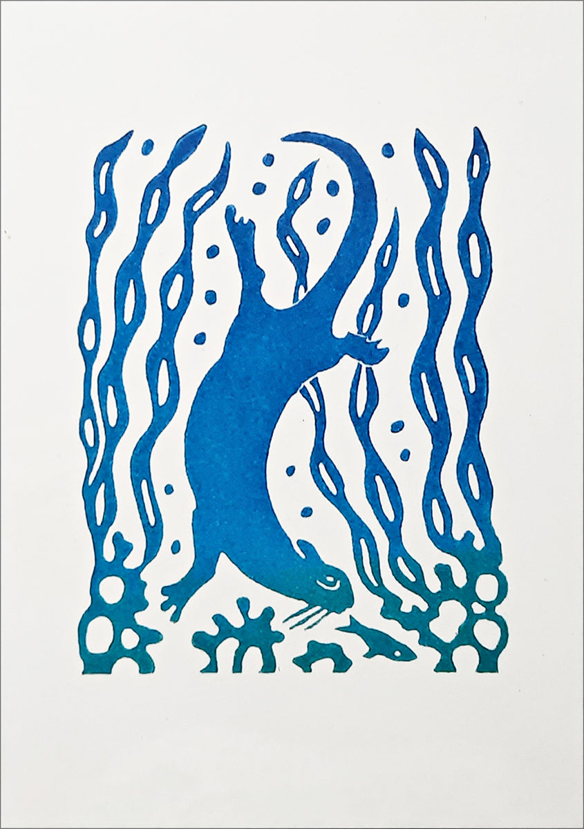Otter Card-Linocut Studio